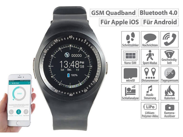 2in1-Smartwatch Simvalley PW-425 bei Pearl